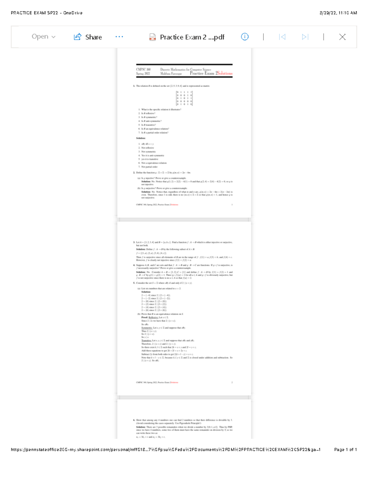 Practice EXAM SP22 - One Drive - PRACTICE EXAM SP22 - OneDrive 3/29/22 ...