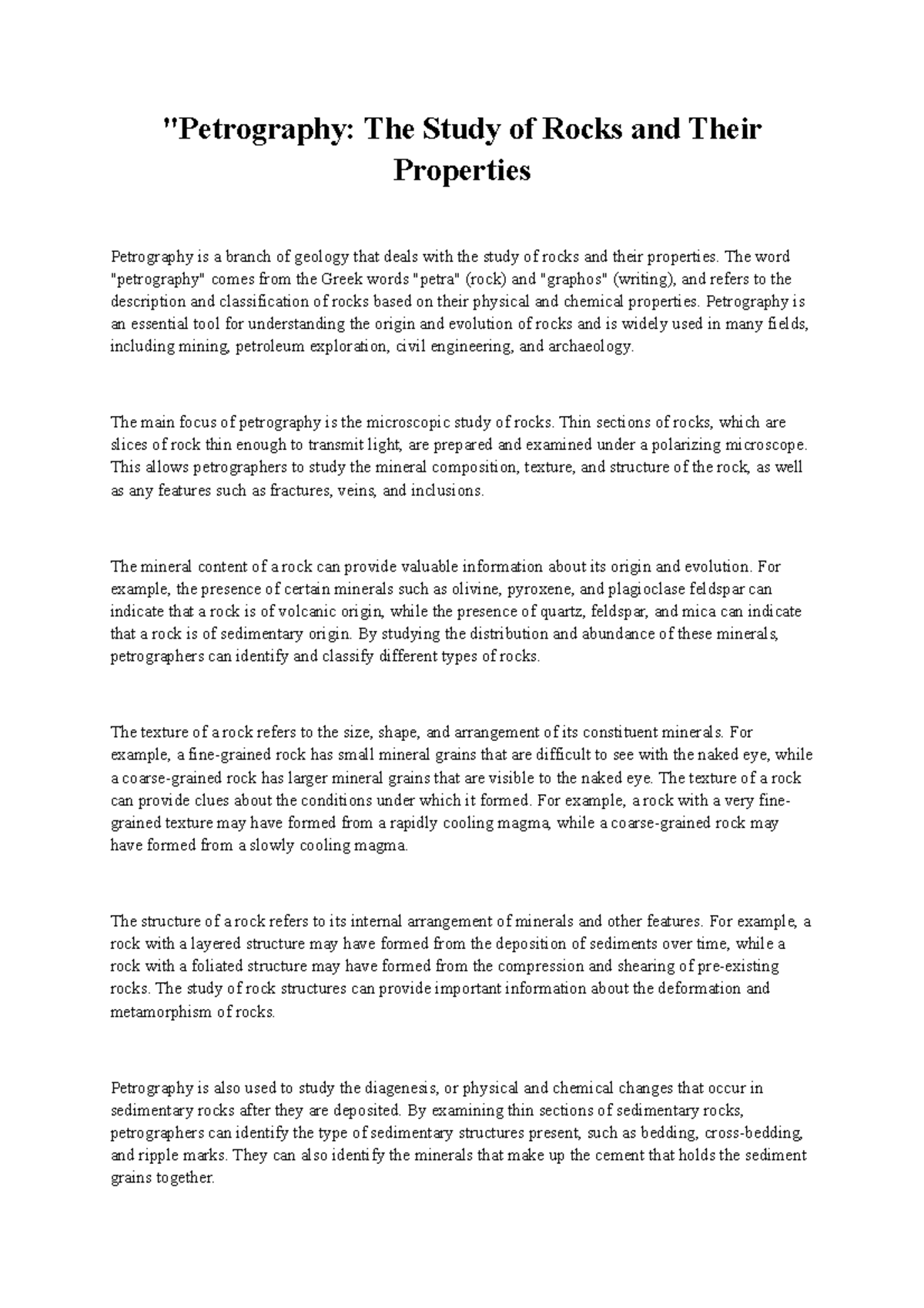 Petrography - "Petrography: The Study of Rocks and Their Properties ...