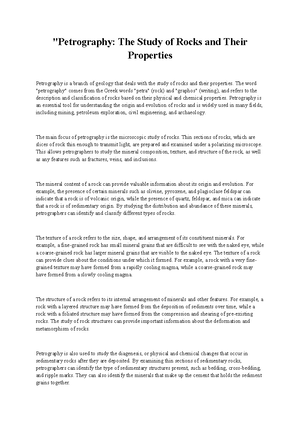 Petrography and Rock Classification - Petrography and Rock ...
