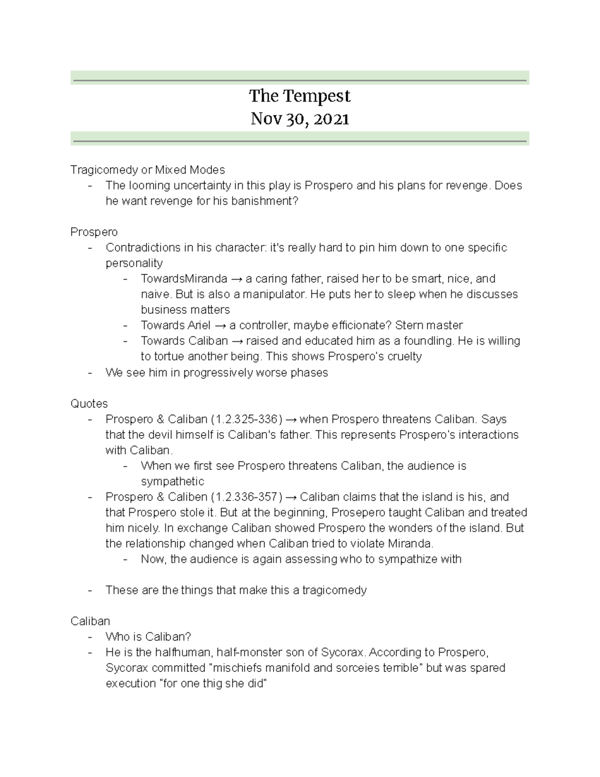 The Tempest Lecture Notes : Professor Daniel Krahn - The Tempest Nov 30 ...