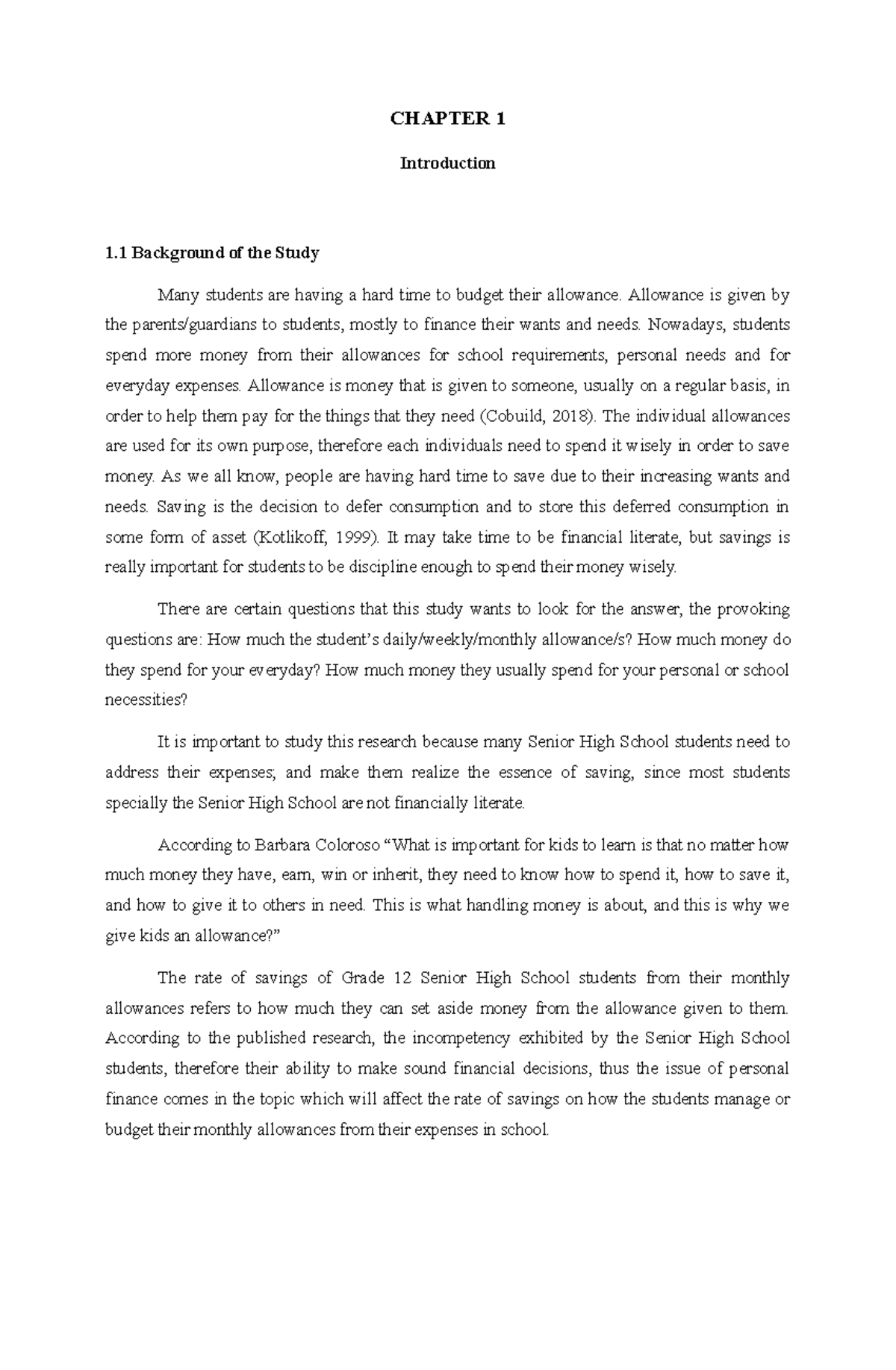 Reserch paper (MATH) - CHAPTER 1 Introduction 1 Background of the Study ...