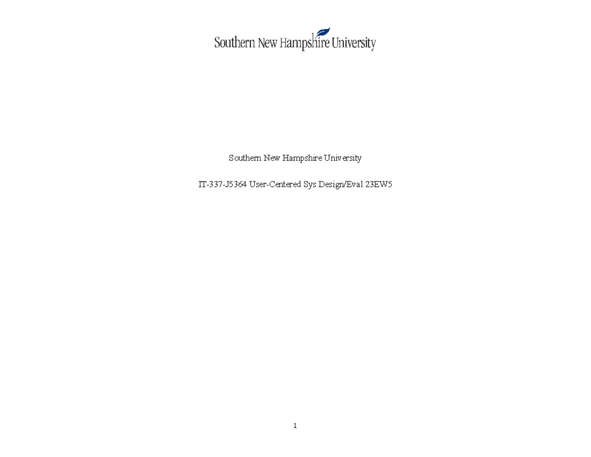IT 337 Usability Testing - Southern New Hampshire University IT-337 ...
