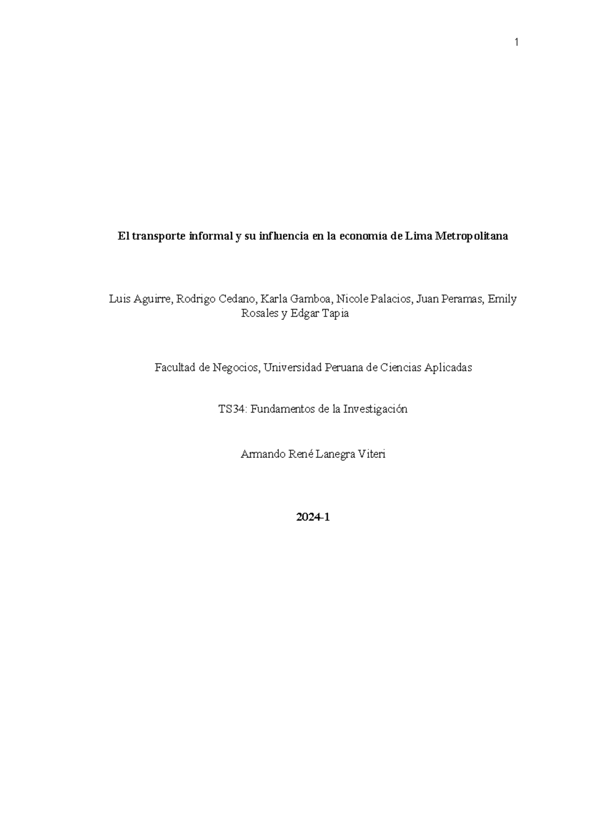 TA2 - Fundamentos de la Investigación Académica - El transporte ...