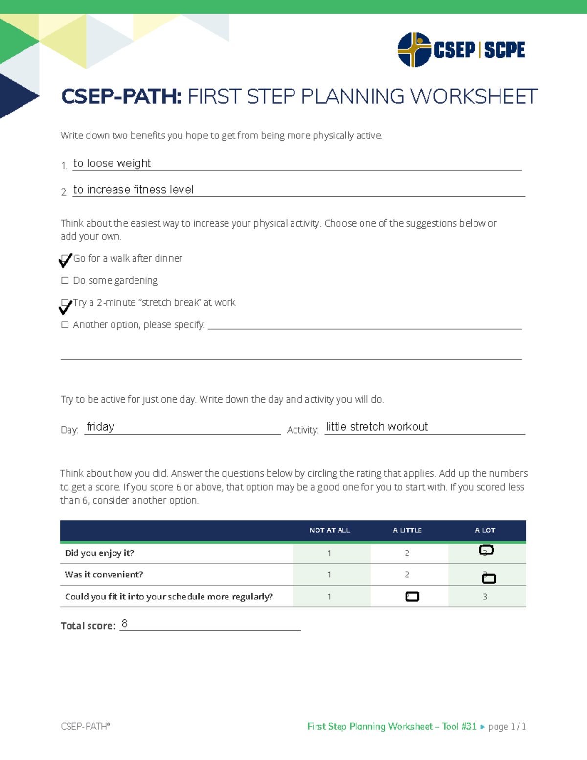 first step planner - client specific - CSEP-PATH® First Step Planning Worksheet – Tool #31 page ...