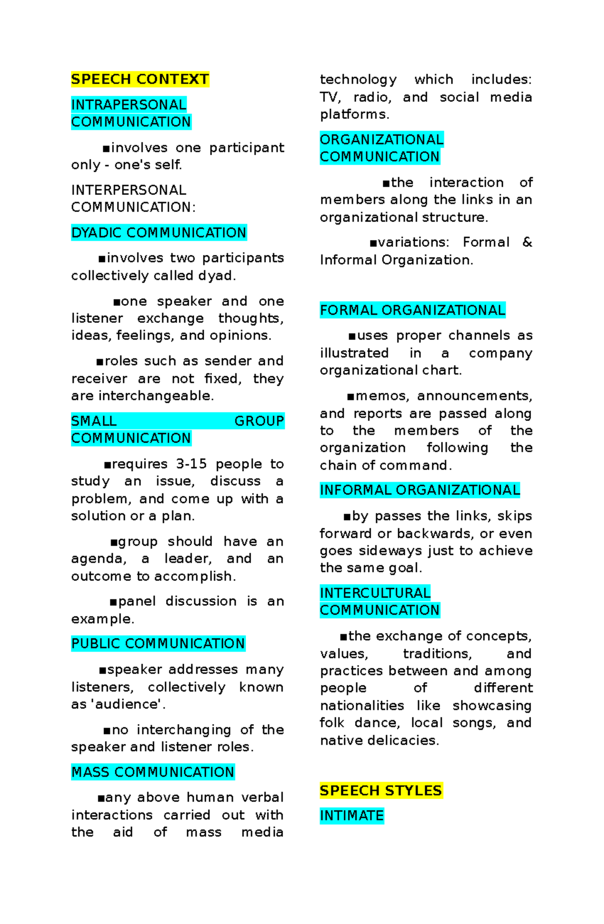 ORAL-COM- Notes - oral communication - SPEECH CONTEXT INTRAPERSONAL ...