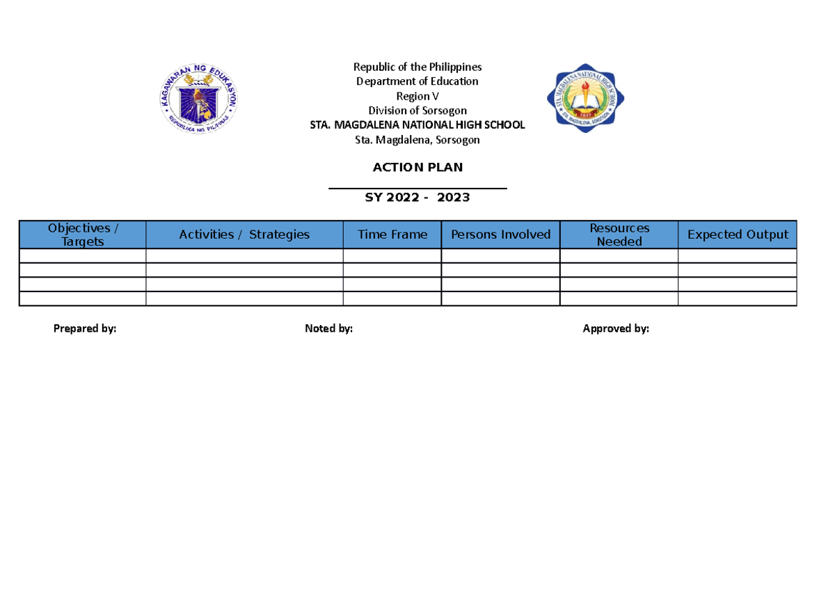 Action-plan-template - Republic of the Philippines Department of ...