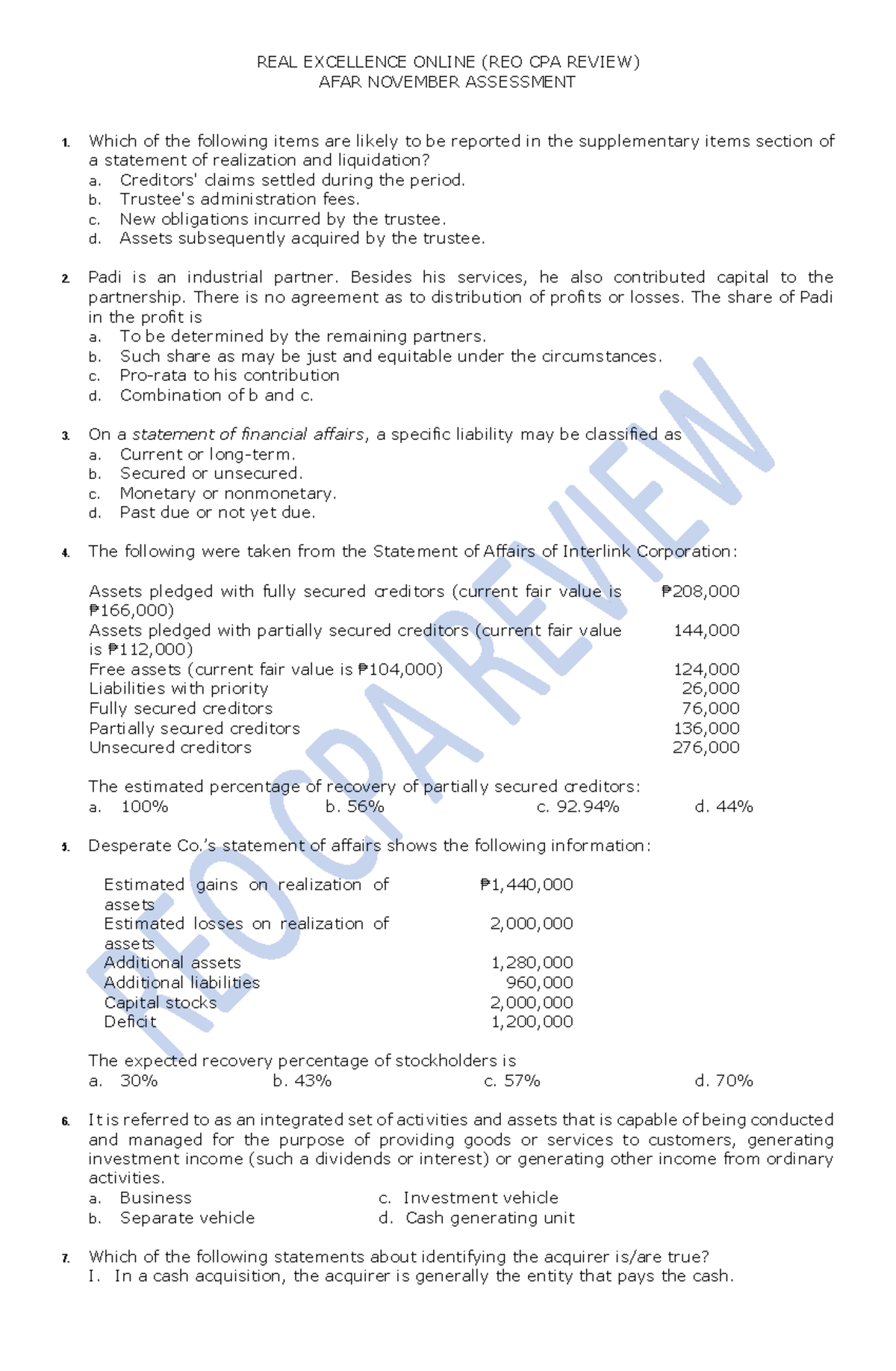 AFAR Monthly Assessment November 2020 - AFAR NOVEMBER ASSESSMENT 1 ...