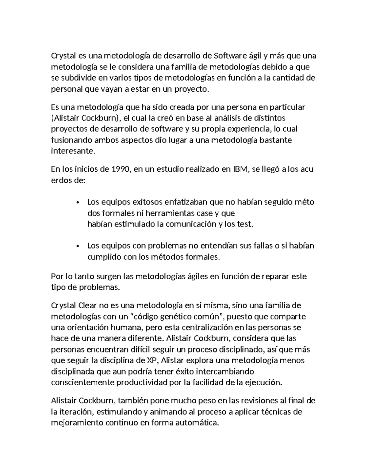 Metodologia crystal - Crystal es una metodología de desarrollo de ...