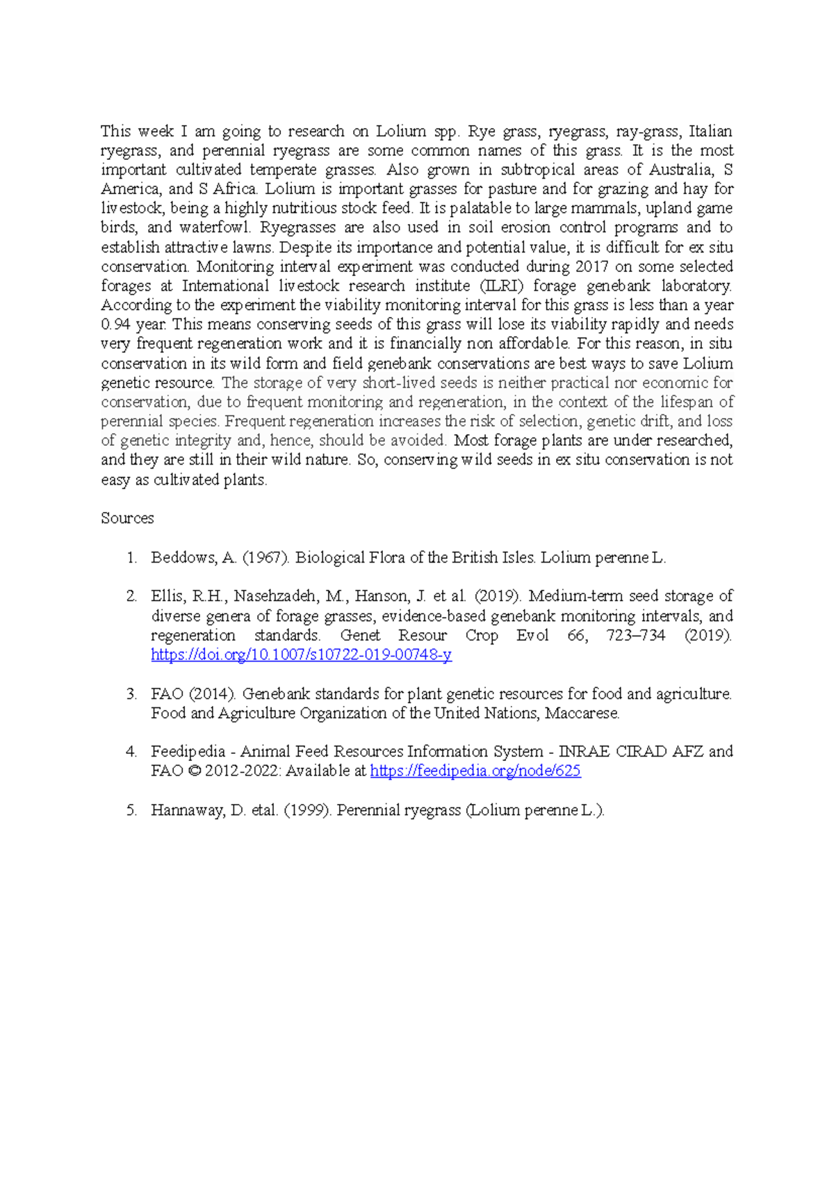 Lolium - description about lolim - This week I am going to research on ...