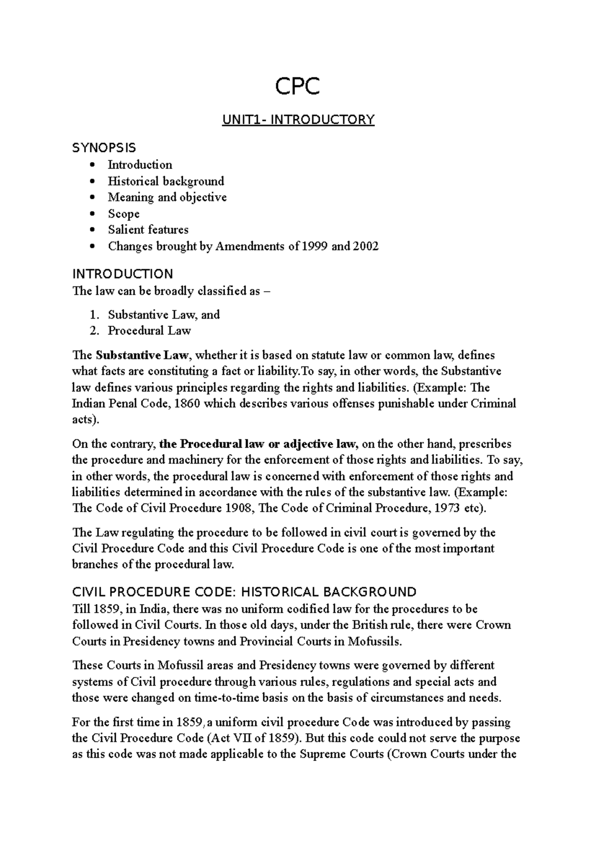 Unit -1 cpc - Running notes - CPC UNIT1- INTRODUCTORY SYNOPSIS ...
