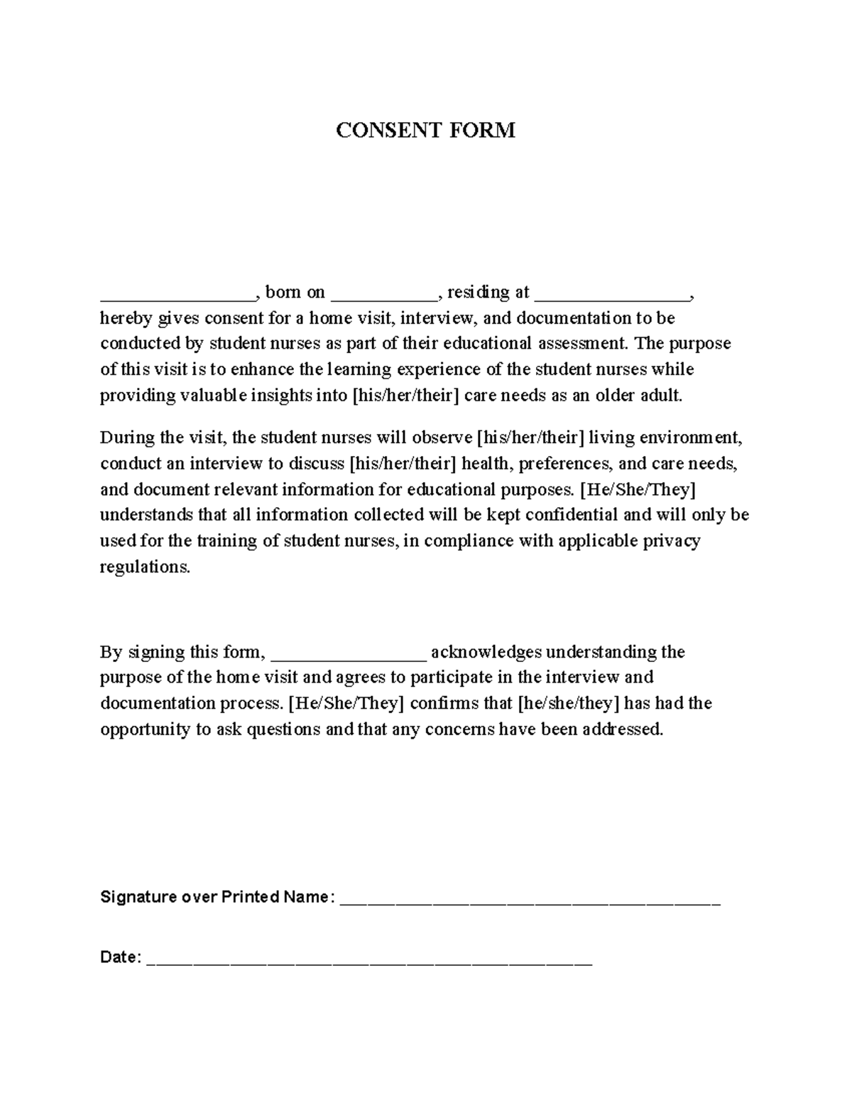 Consent Form - CONSENT FORM ________________, born on ...