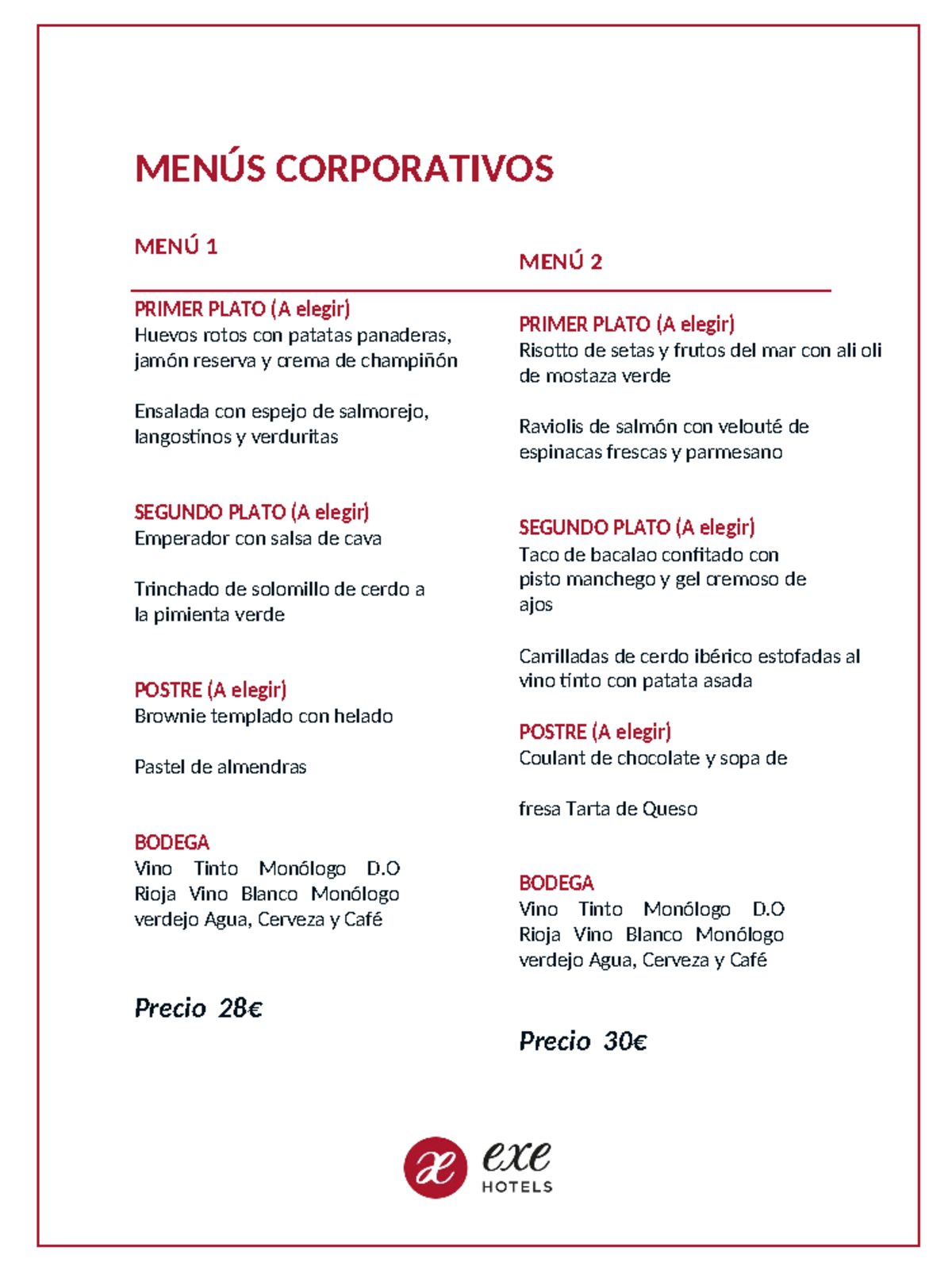 Menus Corporativos. DONA Carlota - MENÚS CORPORATIVOS MENÚ 1 PRIMER ...