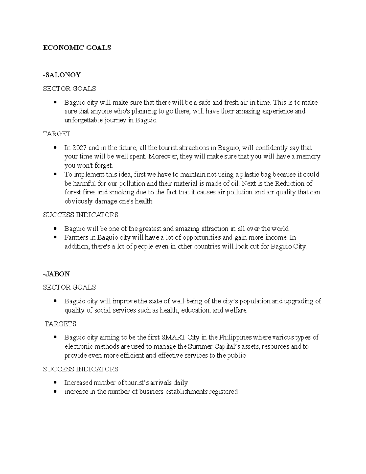 Assigned Objectives - this is for hospitality management program ...