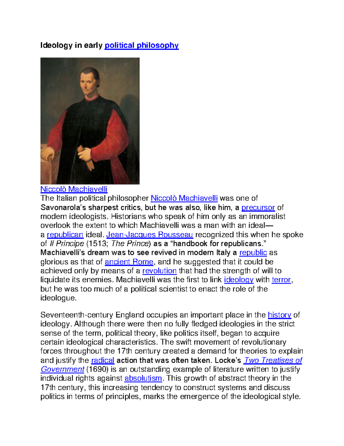 Ideology in early - Historians who speak of him only as an immoralist ...