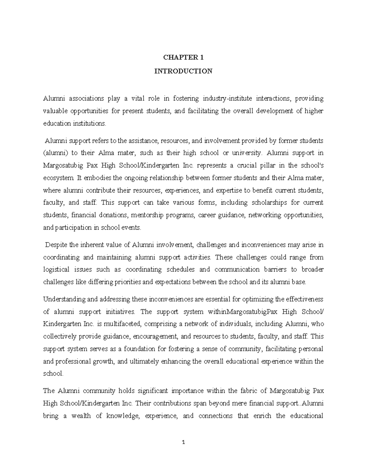 Elago - research Paper - CHAPTER 1 INTRODUCTION Alumni associations ...