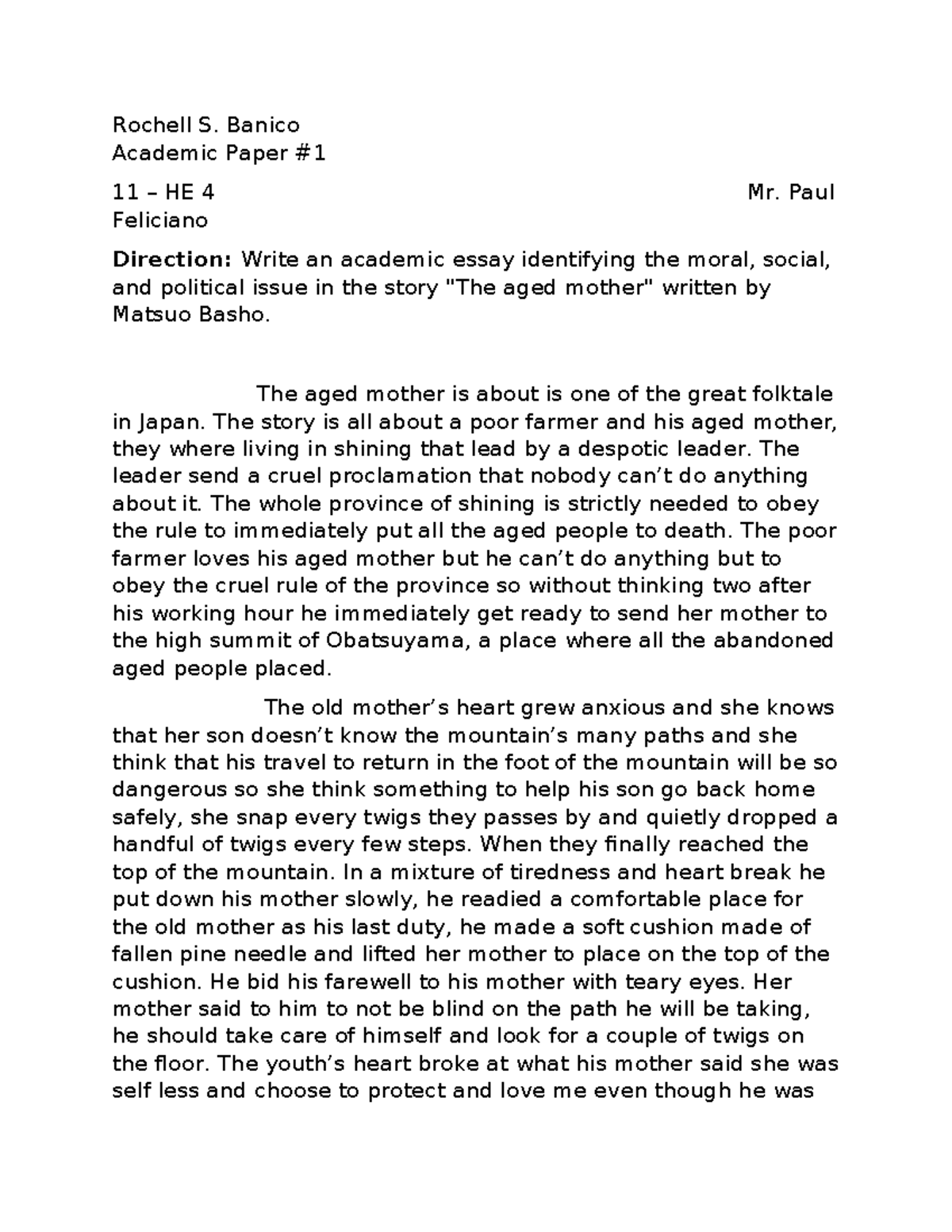Acad paper no - Rochell S. Banico Academic Paper # 11 – HE 4 Mr. Paul ...