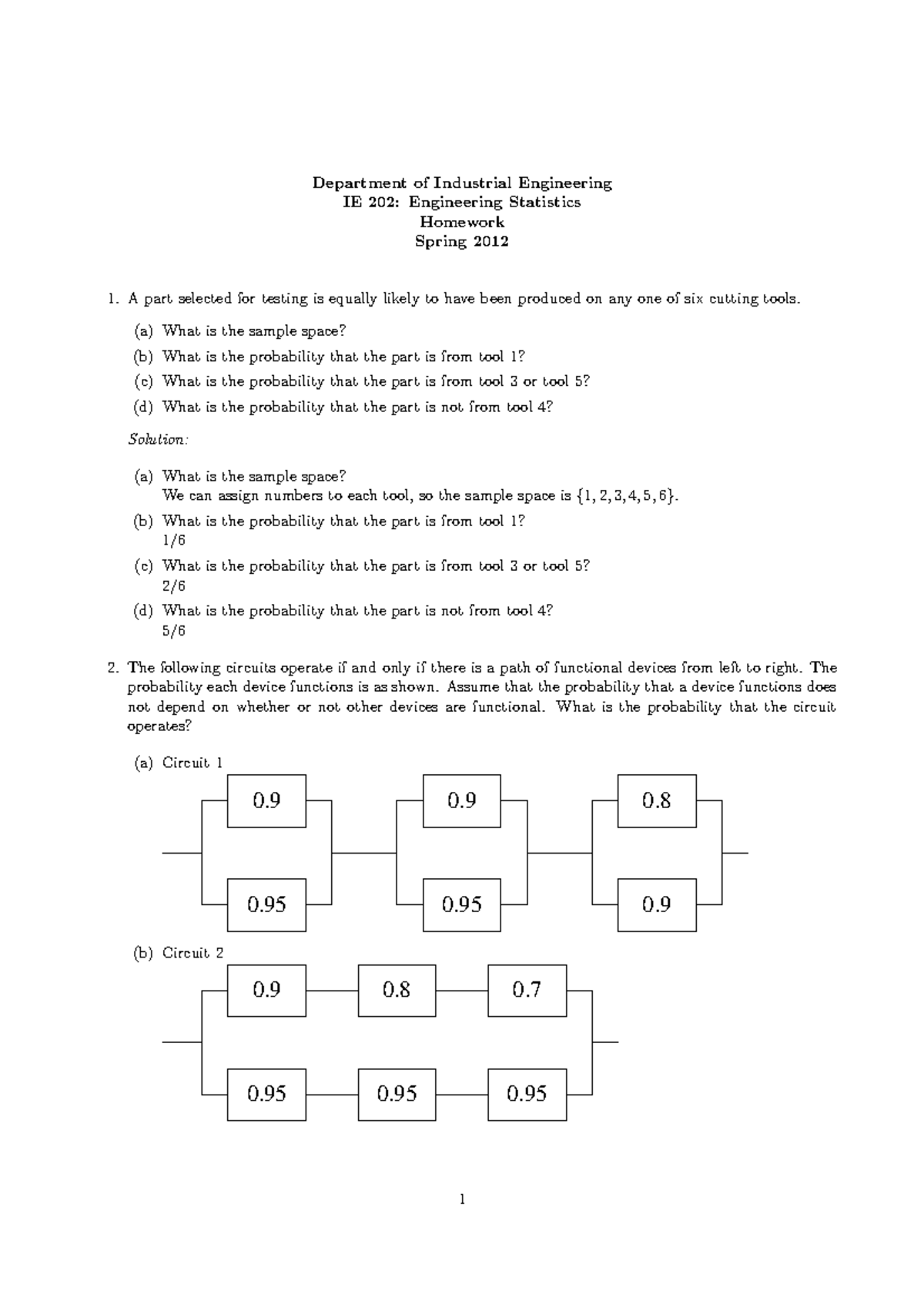 Excercises Week 1 - Department of Industrial Engineering IE 202 ...