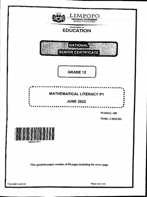 Class Test 1 Ntsako Memo - GAUTENG DEPARTMENT OF EDUCATION ASSESSMENT ...
