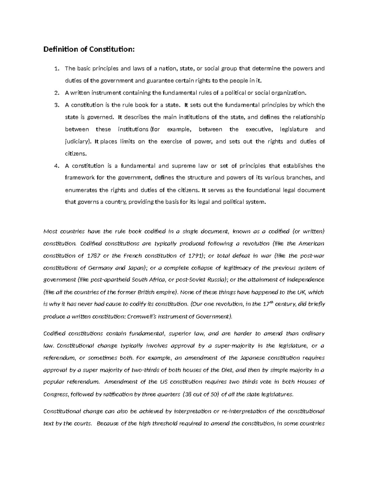 Definition and importance of constitution - Definition of Constitution ...