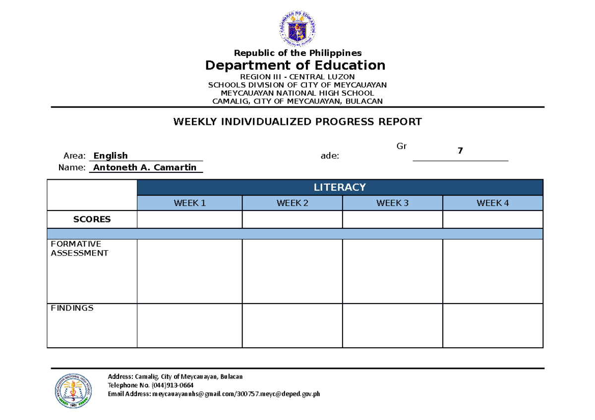 LRP-Progress-Report-1 - Republic of the Philippines Department of ...