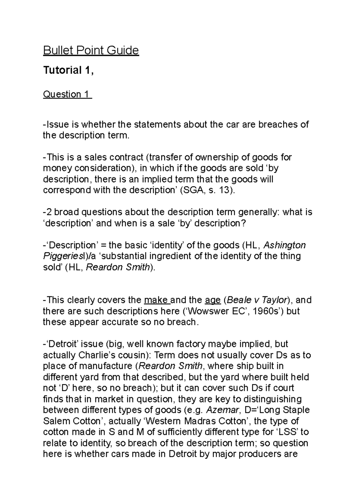 Tut1Bullet Point Guide ques 1 and 2 - Bullet Point Guide Tutorial 1 ...