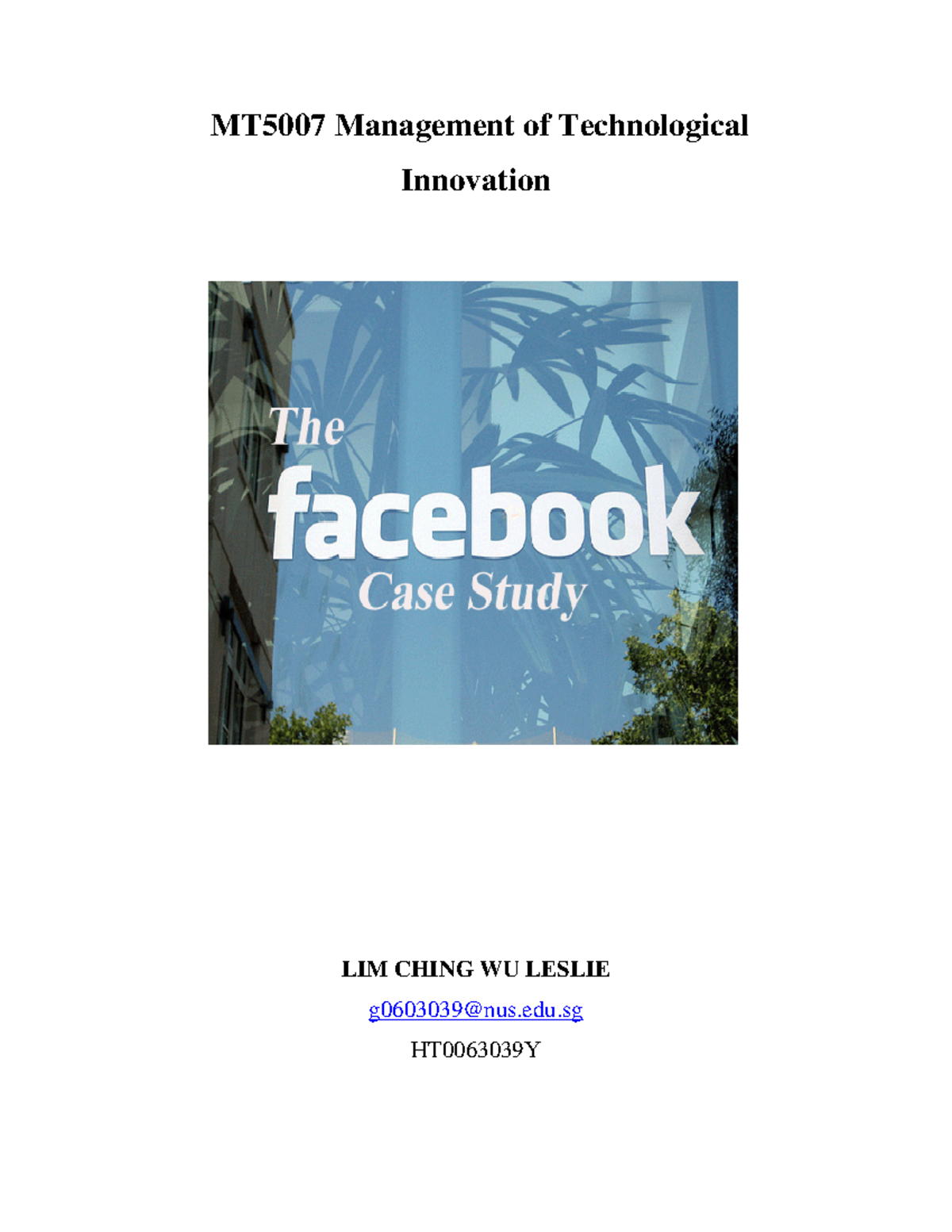 13084222 MT5007 The Facebook Case Study - Business Strategy - UWI Mona ...