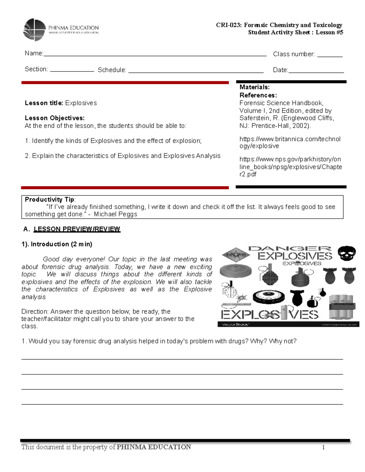 SAS #5 CRI 023 - ssd - CRI-023: Forensic Chemistry and Toxicology ...