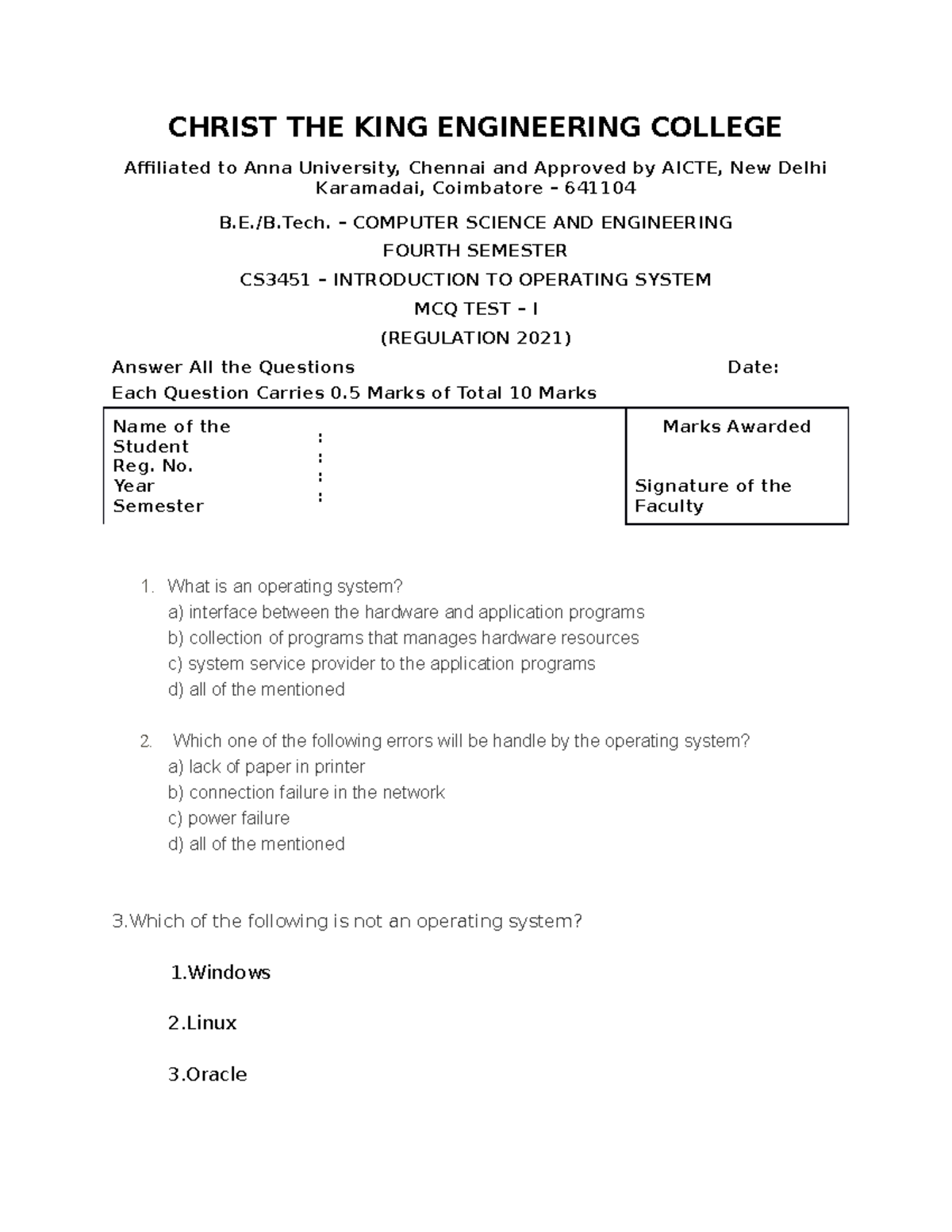 10 - manual - CHRIST THE KING ENGINEERING COLLEGE Affiliated to Anna ...