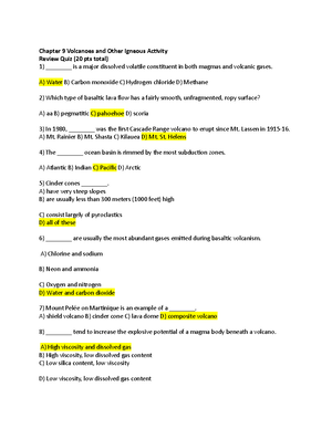 Ch 9 CC - Chapter 9 Questions/Answers - Earth Science I 002 Volcanoes ...