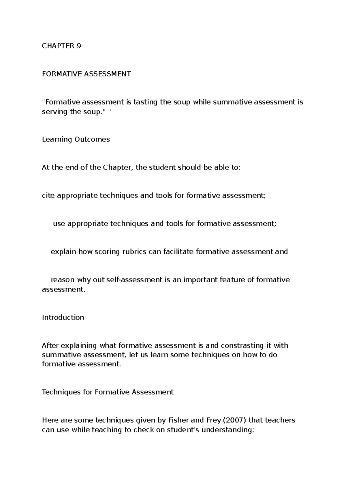 Chapter 9-ped108 - CHAPTER 9 FORMATIVE ASSESSMENT "Formative assessment ...