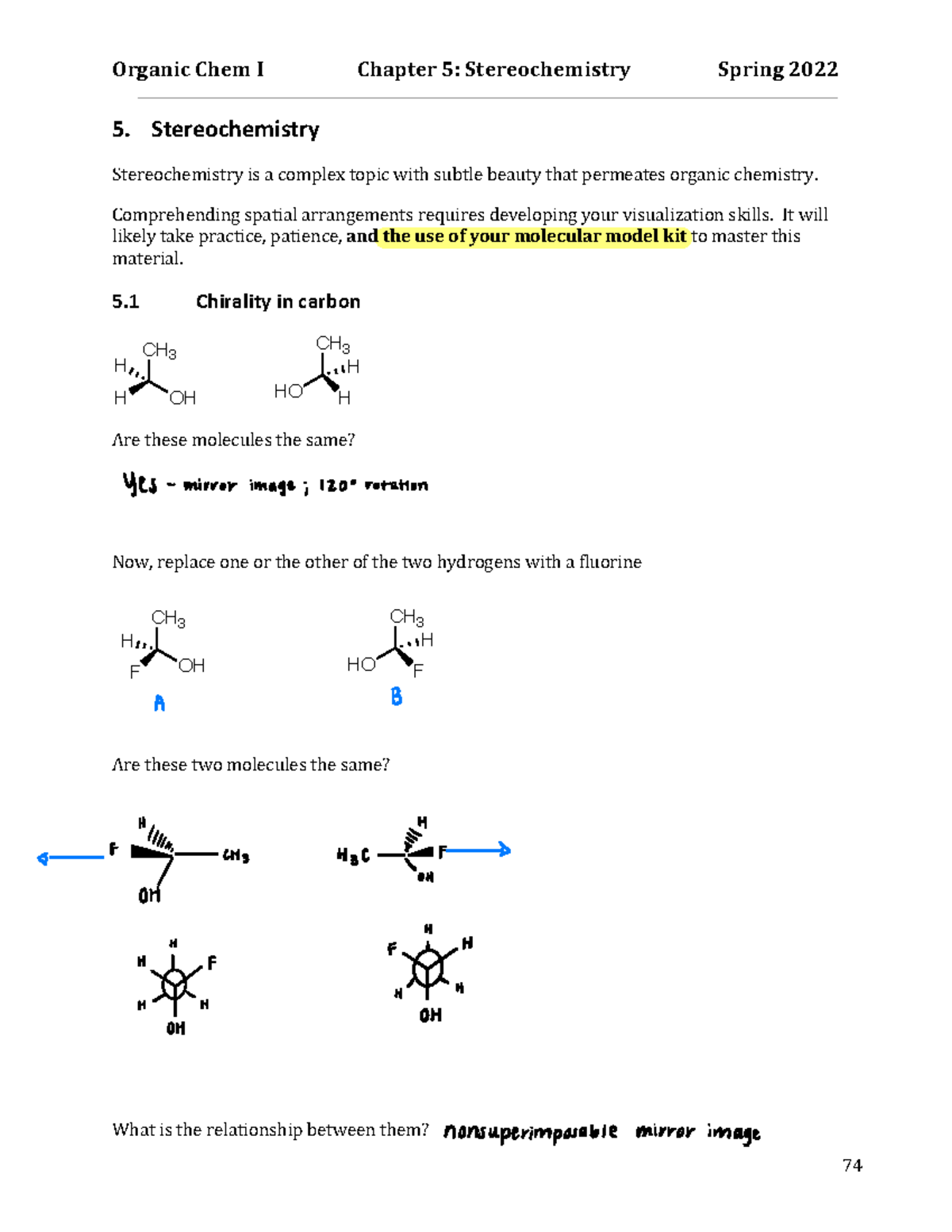 Chapter 5 Stereochemistry - 74 5. Stereochemistry Stereochemistry is a ...