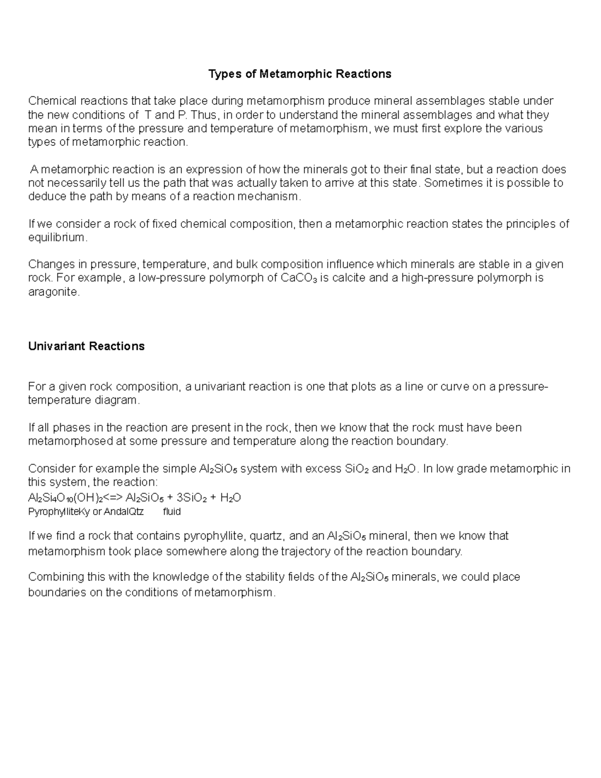01 Types of Metamorphic Reactions - Types of Metamorphic Reactions ...