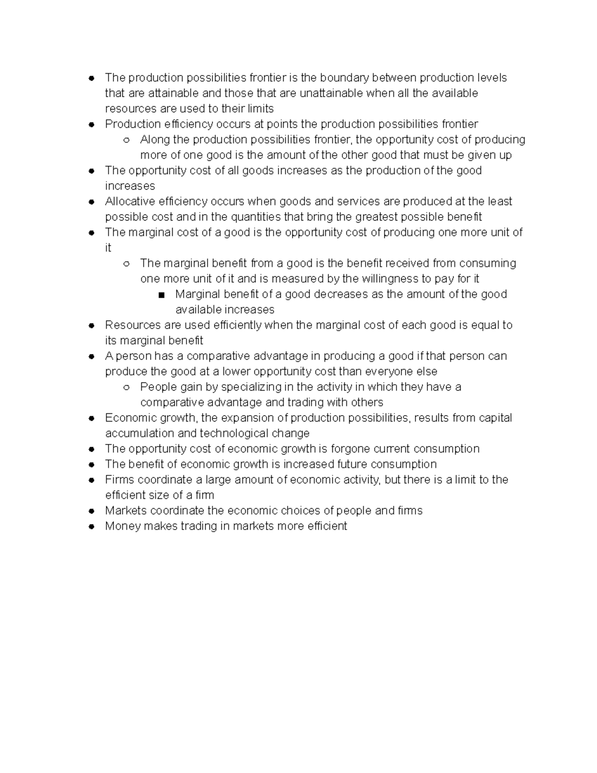 Microeconomics Chapter 2 Summary - The production possibilities ...