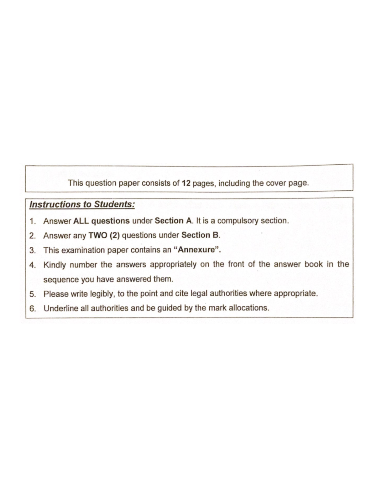 This question paper consists of 12 pages, including the cover page ...