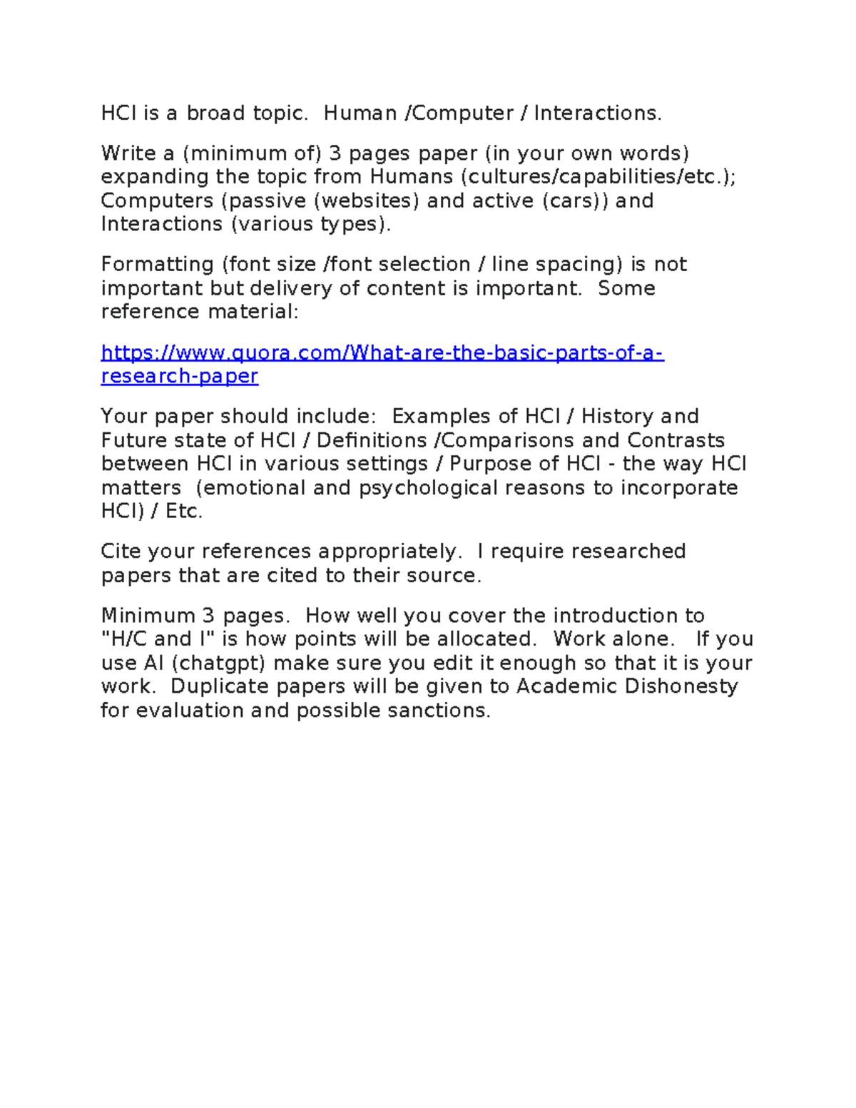 What is HCI - material - HCI is a broad topic. Human /Computer ...