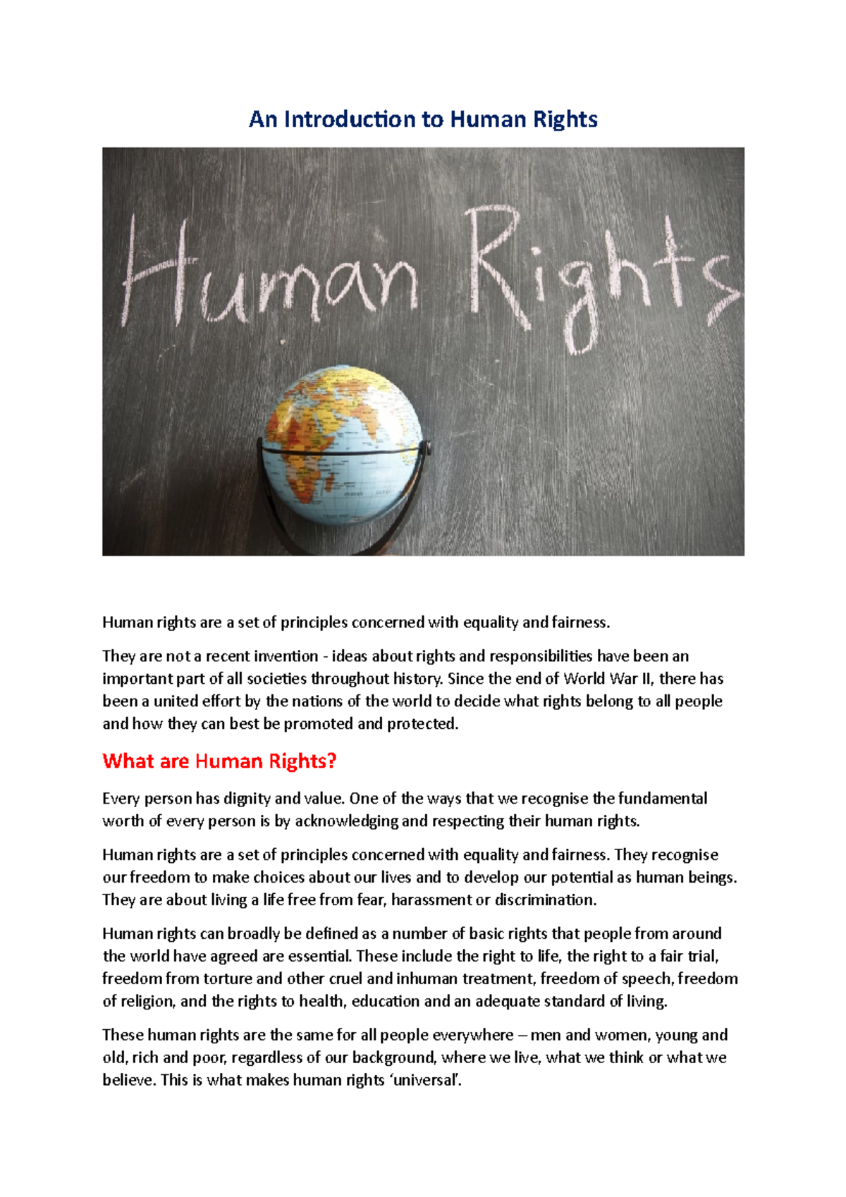 An Introduction to Human Rights - They are not a recent invention ...