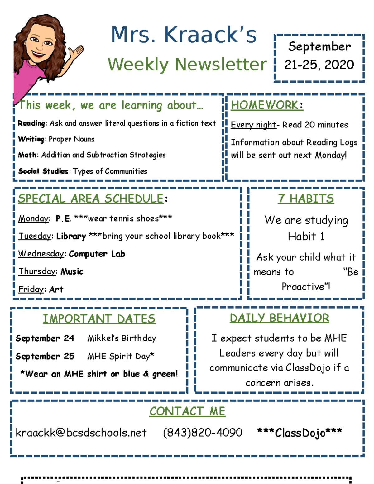 3f2ba242480 e-1 - Plans - Mrs. Kraack’s Weekly Newsletter September 21 ...