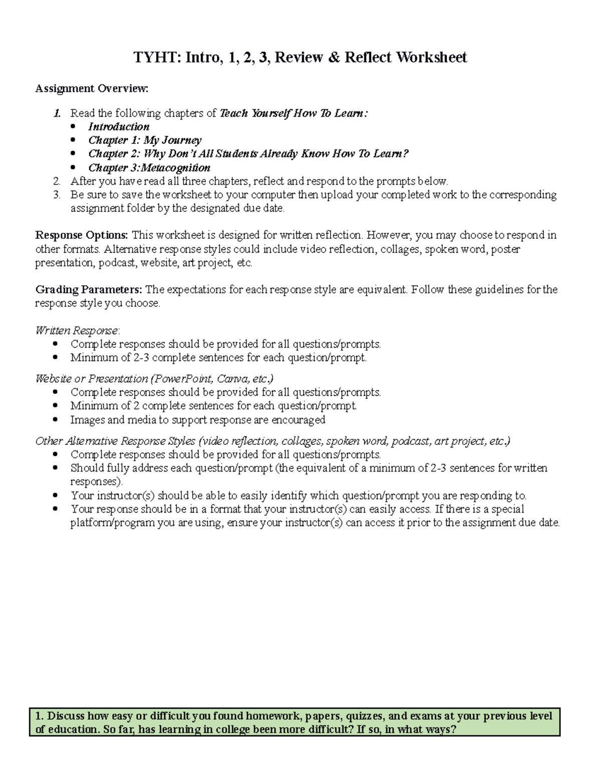 Tyhtl Intro CH 1 2 and 3 Workssheet - TYHT: Intro, 1, 2, 3, Review ...