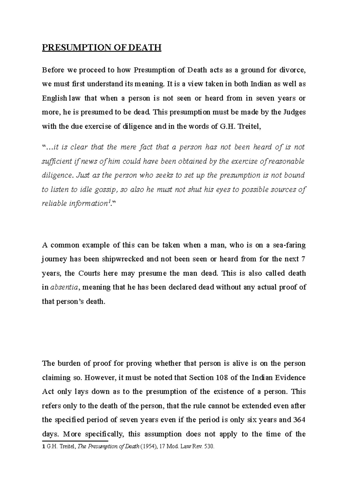 Presumption OF Death - Family law - PRESUMPTION OF DEATH Before we ...