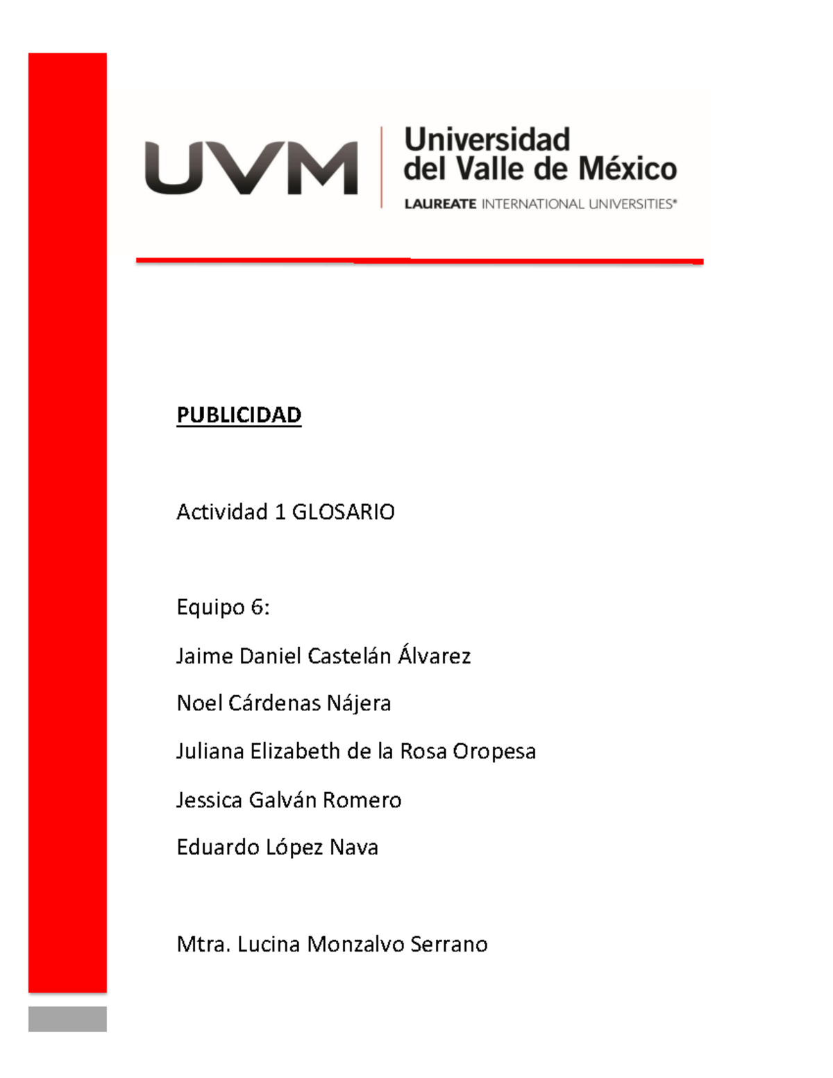 ACT #1 EQ 6 - Actividad 1 GLOSARIO - PUBLICIDAD Actividad 1 GLOSARIO ...
