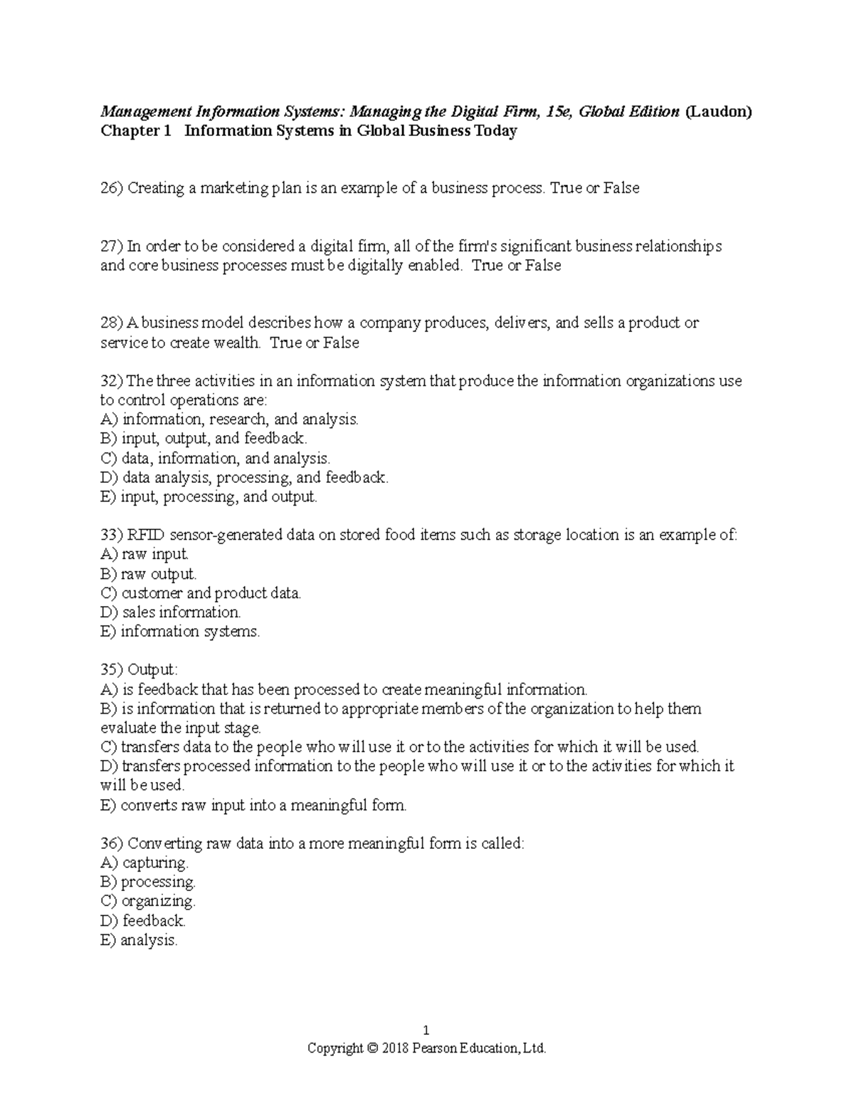 Chapter 1b - tutorial - Management Information Systems: Managing the ...