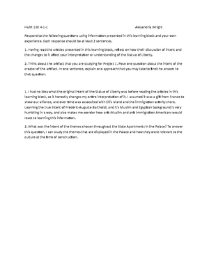 HUM 100 1-2 Short Answer - Perspectives in the Humanities Module One ...