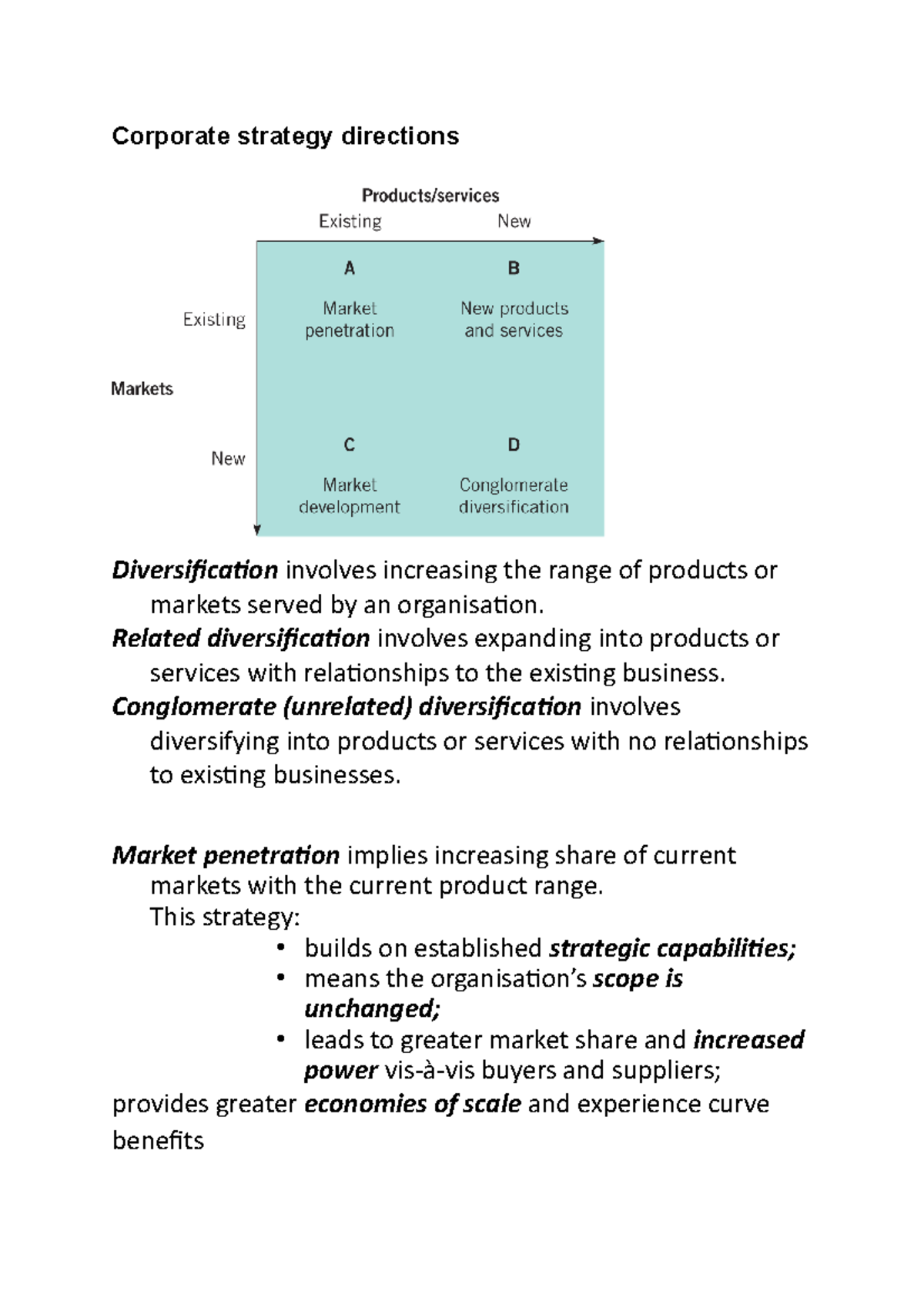 Corporate strategy directions - Corporate strategy directions ...