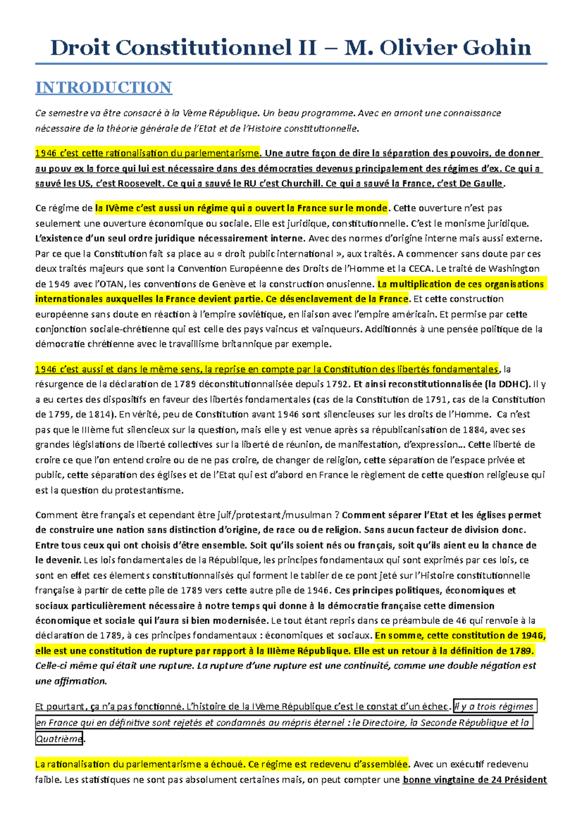 Cours général - Droit constit II - Droit Constitutionnel II – M ...
