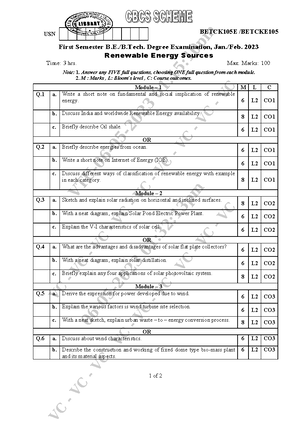 22ETS15Eset1 - VTU QP - Model Question Paper First Semester B. Degree ...