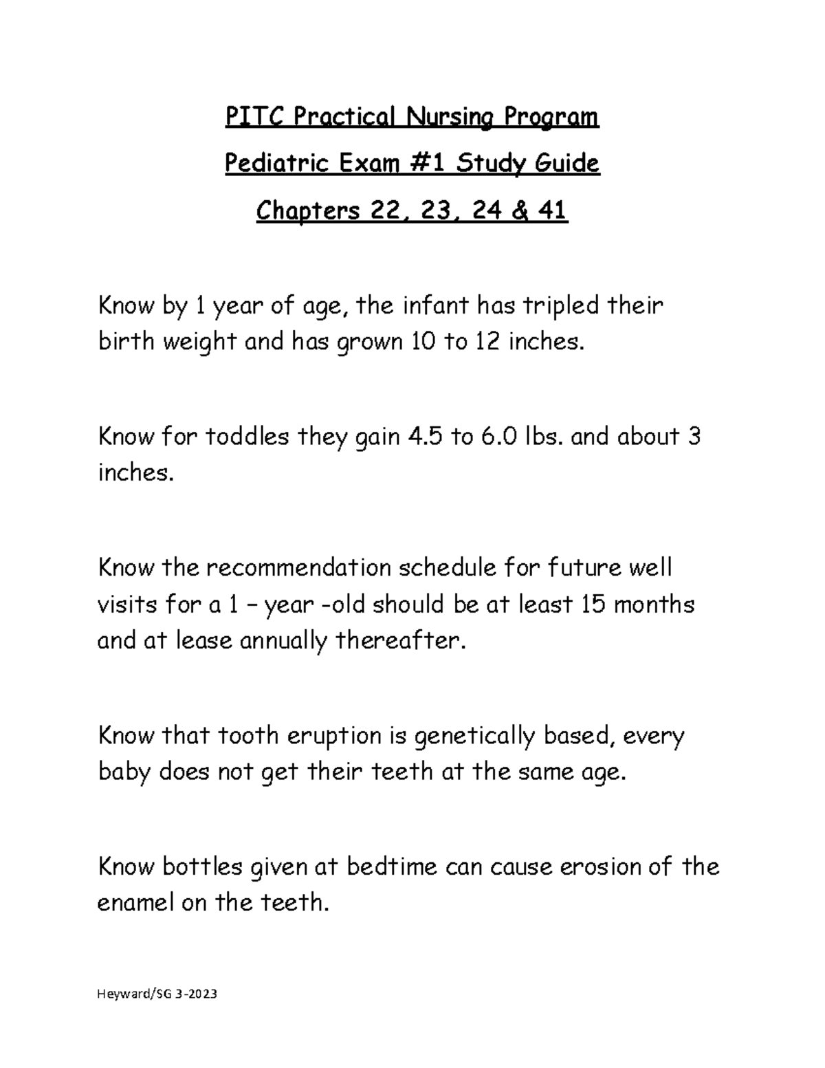 PEDS Study Guide Exam #1 Chps 22,23,24 41 - PITC Practical Nursing ...