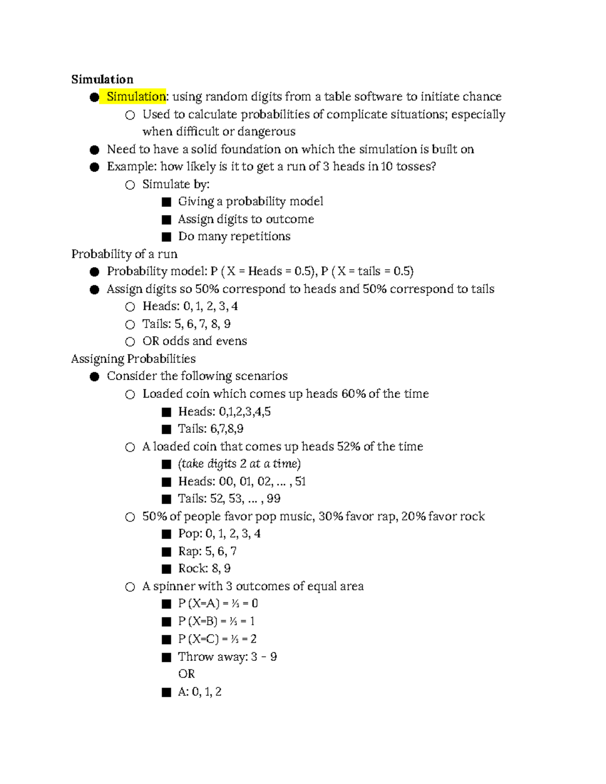 Stats 115 - CH19 - Simulation Simulation: using random digits from a table software to initiate ...
