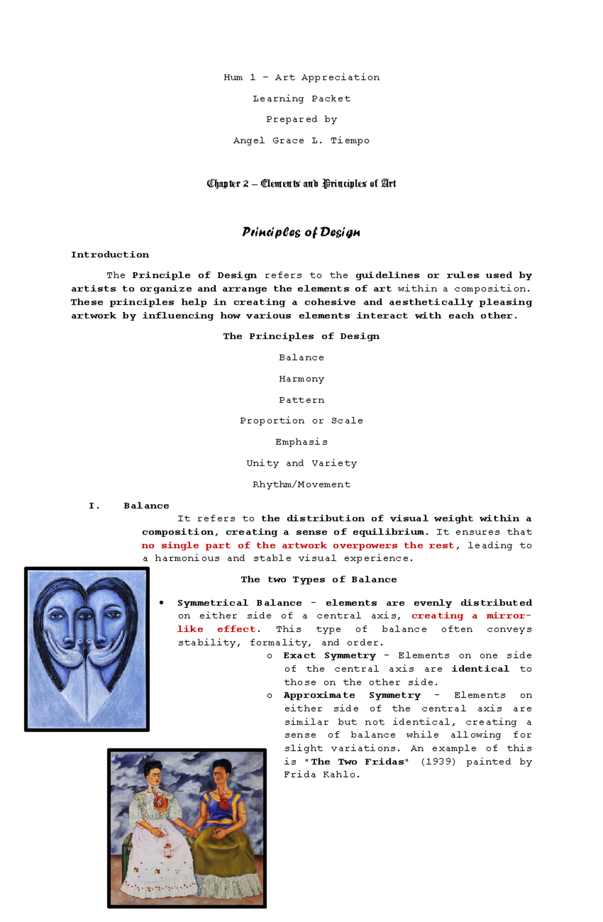 Principles of Design (Learning Packet Version) - Hum 1 – Art ...
