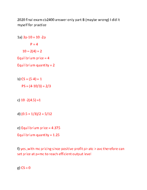 (03) CB2400 Elasticity - CB2400 Microeconomics Elasticity The price elasticity of demand ...