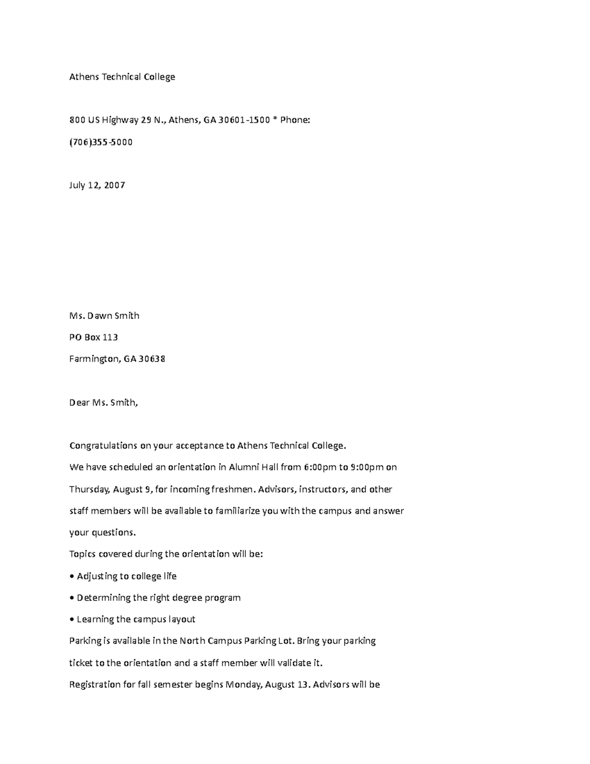 Letters - Nnvbnn - Athens Technical College 800 US Highway 29 N ...